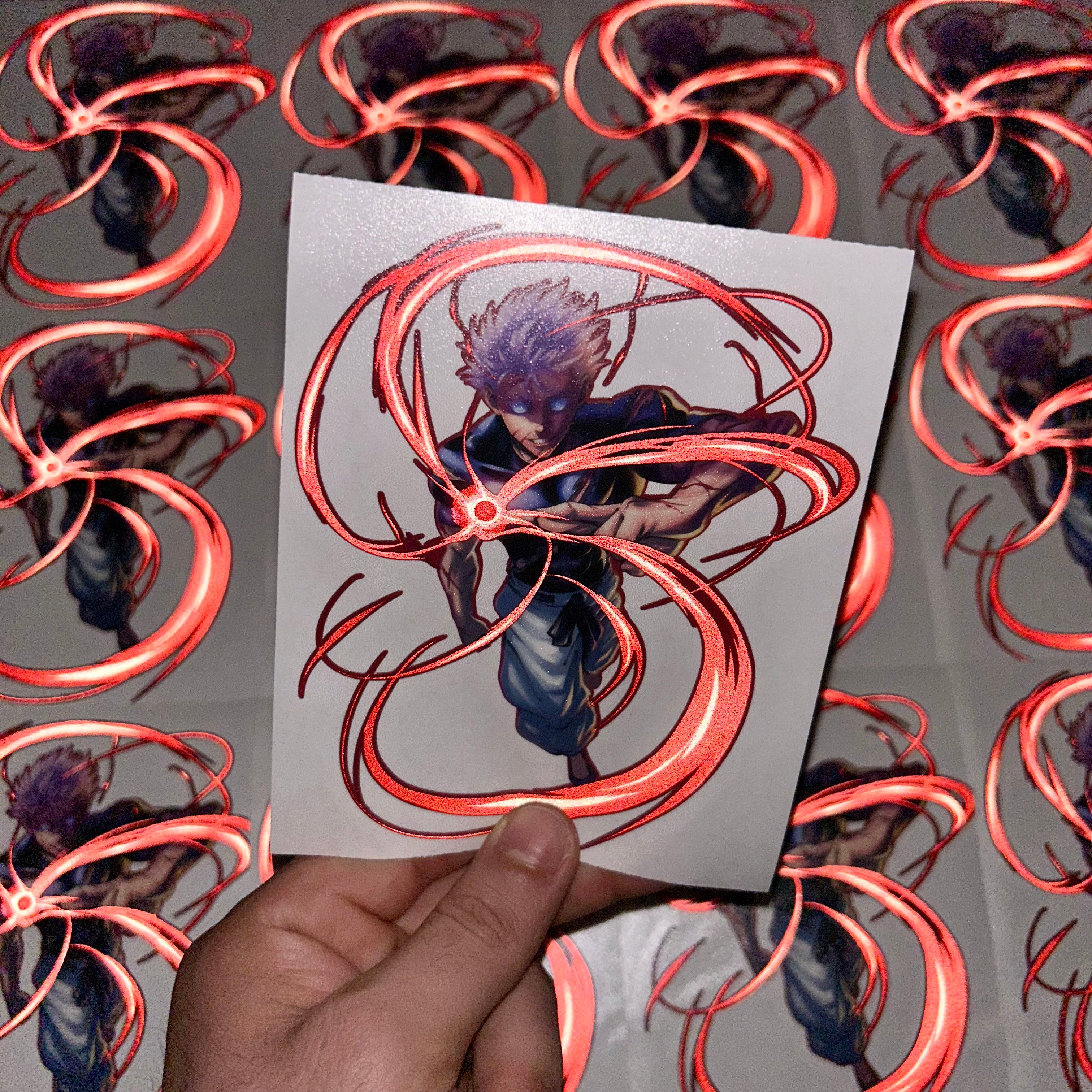 Gojo “Cursed Technique Reversal: Red” Sticker – xDeathBeforeDishonorx